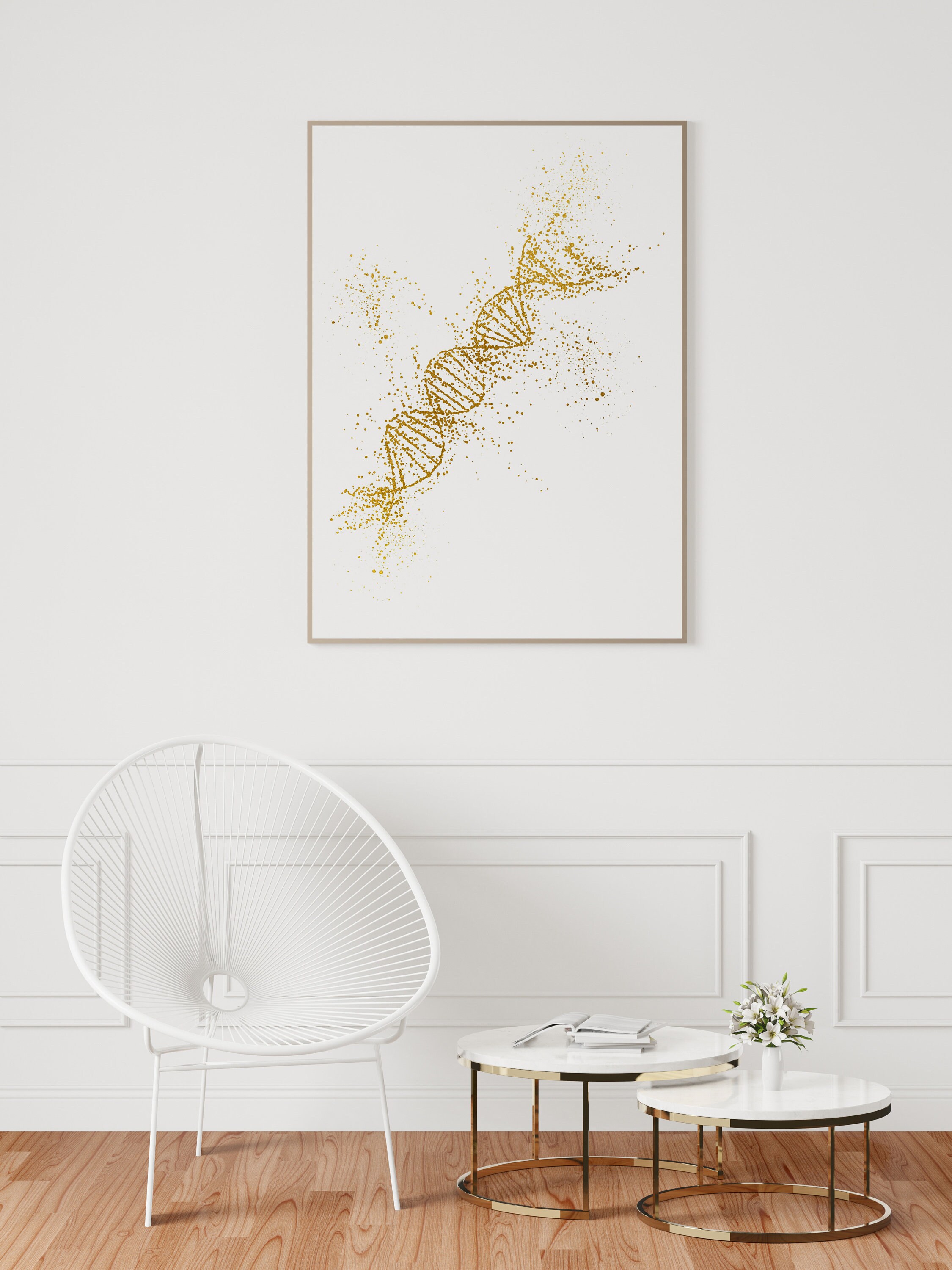 DNA Molecule Science Clinic Decor Medical Golden Art Digital - Etsy