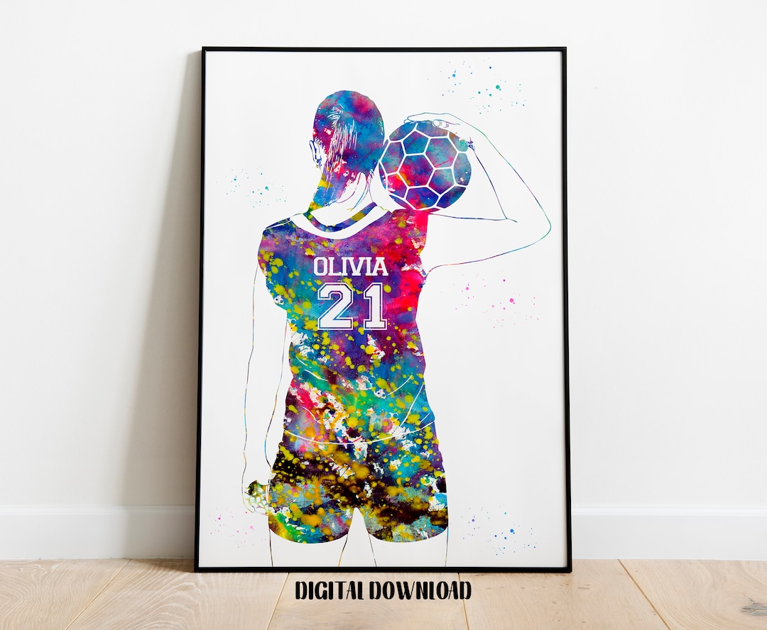 Handball Player Girl Personalized Art Custom Name and Number Sport ...