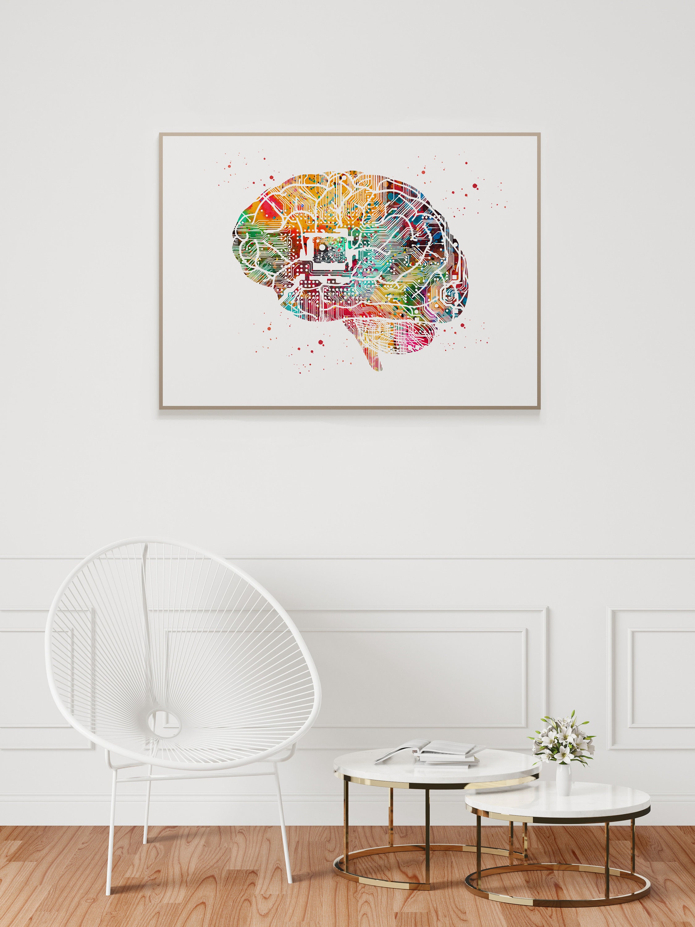 Circuit Brain Computer Science Art Electronic Brain With Chip - Etsy