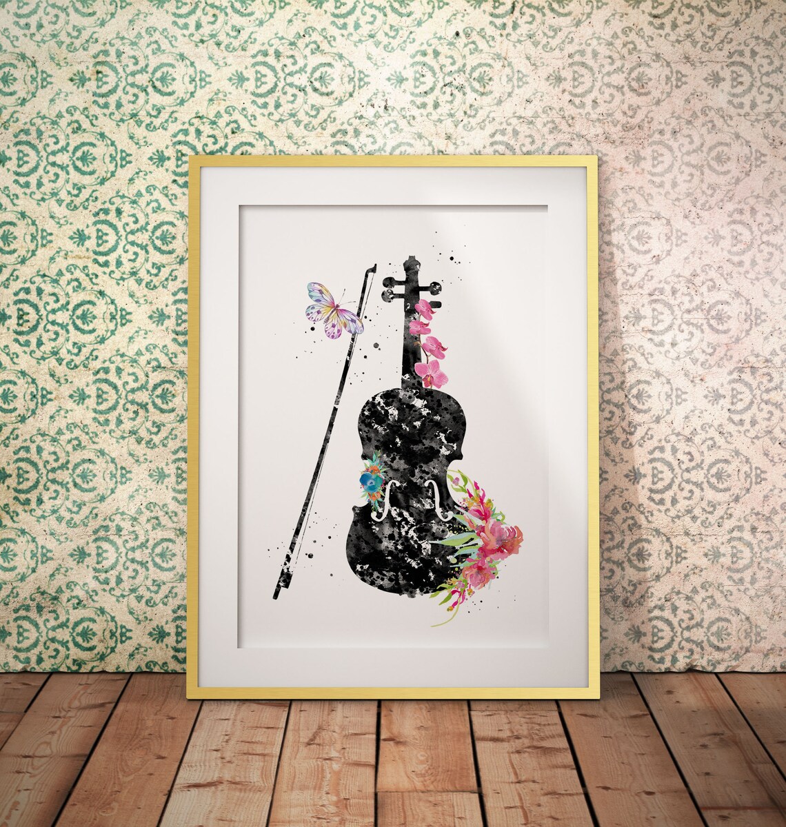 Violin Musical Instrument Poster Watercolor Digital Printable - Etsy
