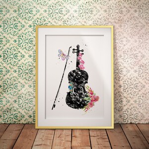 Violin Musical Instrument Poster Watercolor Digital Printable Download ...