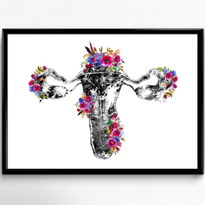 Female Reproductive System Watercolor Print Uterus Etsy