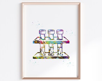 Watercolor Test Tubes Art - Etsy