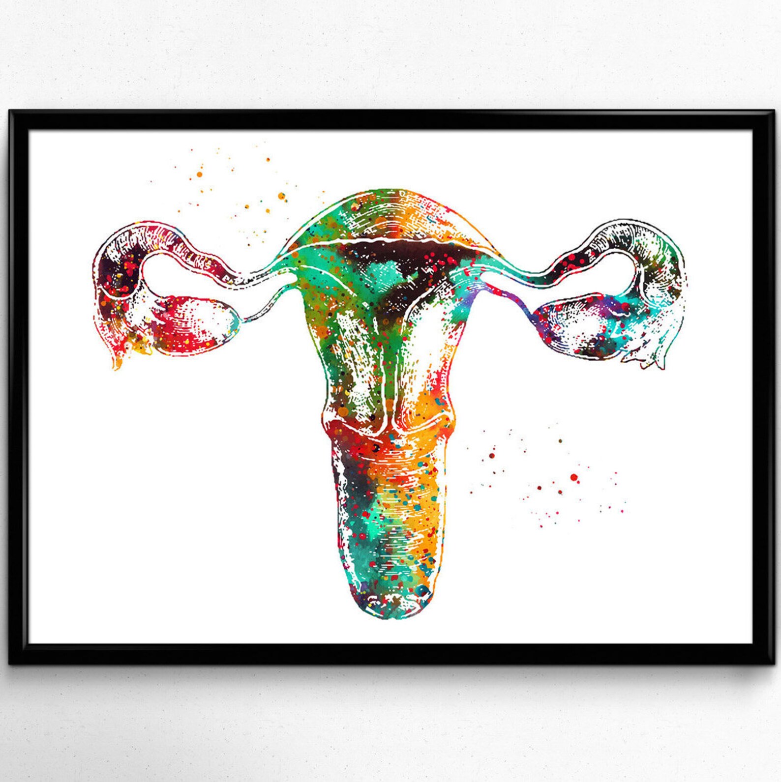 Female Reproductive System Watercolor Print Uterus Anatomy Etsy