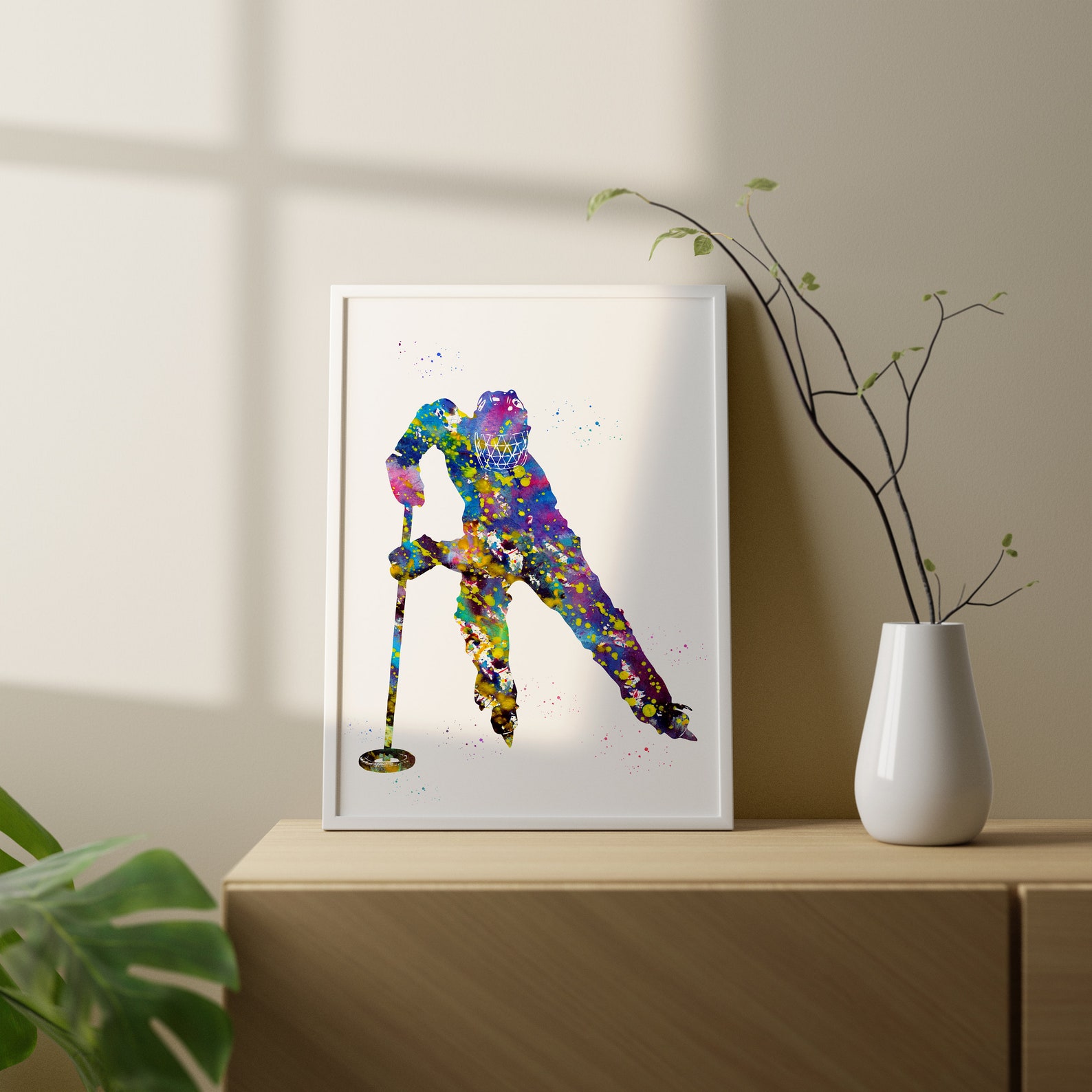 Ringette Player Canadian Winter Team Sport Ice Sport Poster Watercolor ...