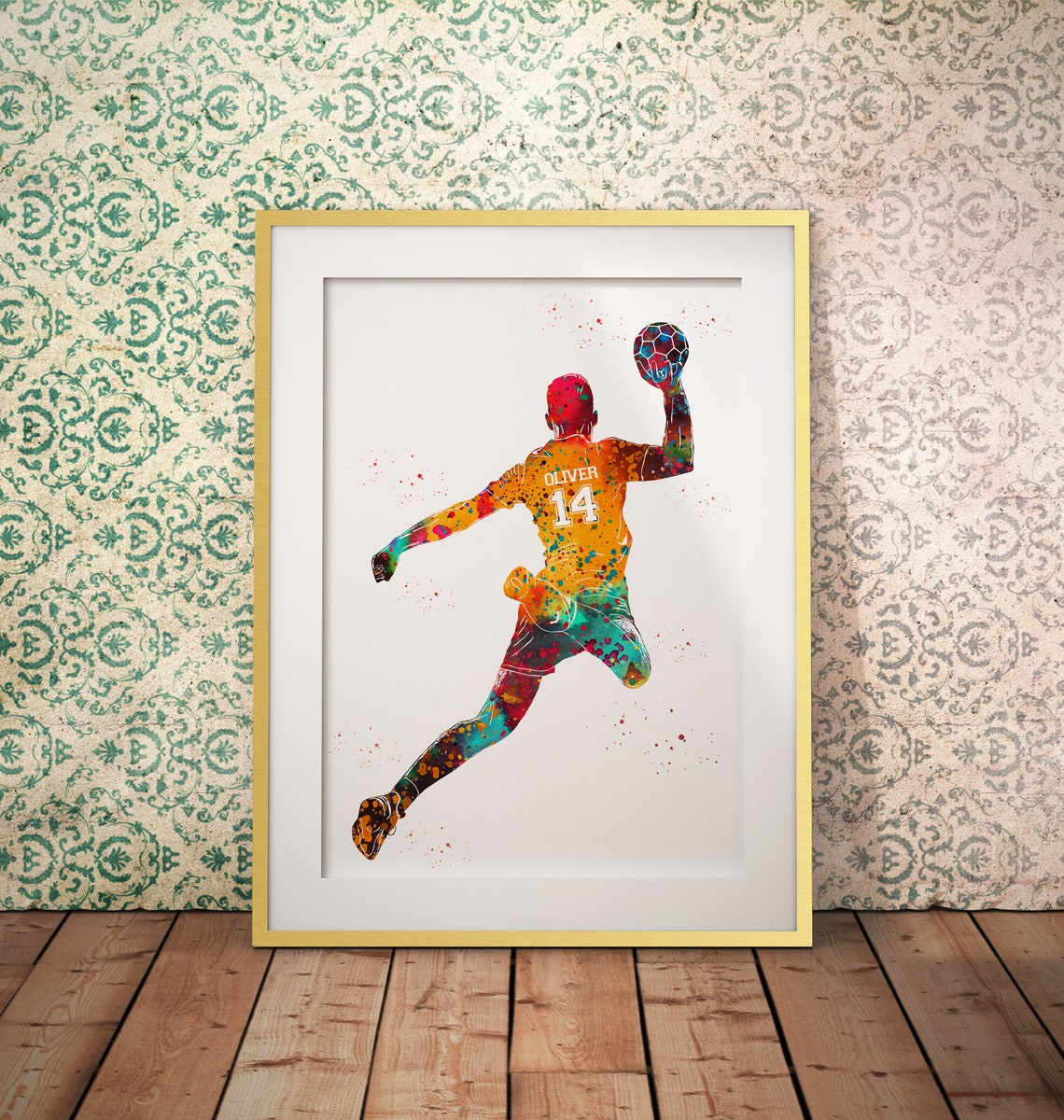 Handball Player Personalized Art Custom Name and Number Sport ...