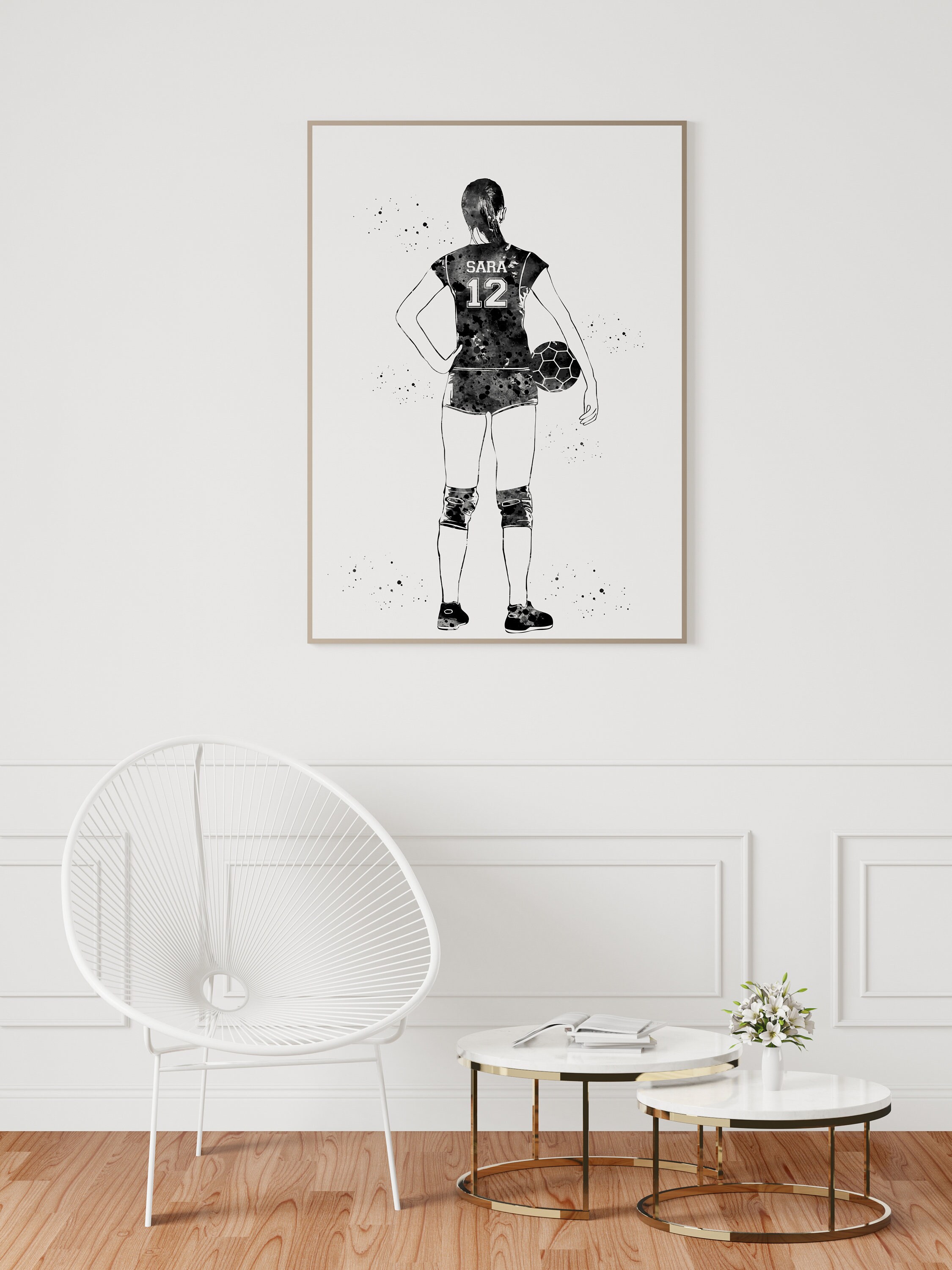Handball Player Girl Personalized Art Custom Name and Number Sport ...