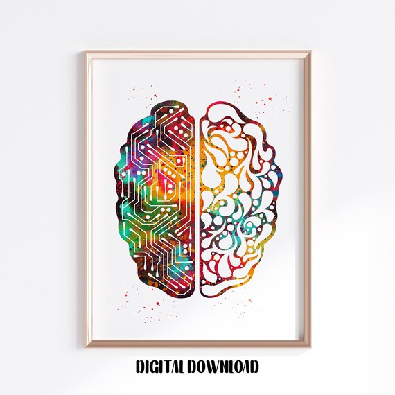 Artificial Intelligence Brain Anatomy Computer Art Neurology - Etsy Canada