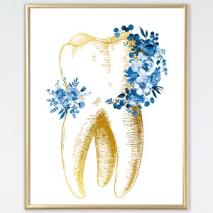 Human tooth medical dental illustration floral flowers medical | Etsy