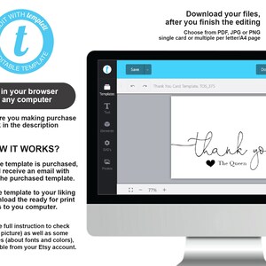 Thank You Card Template Script Thank You Card Printable - Etsy