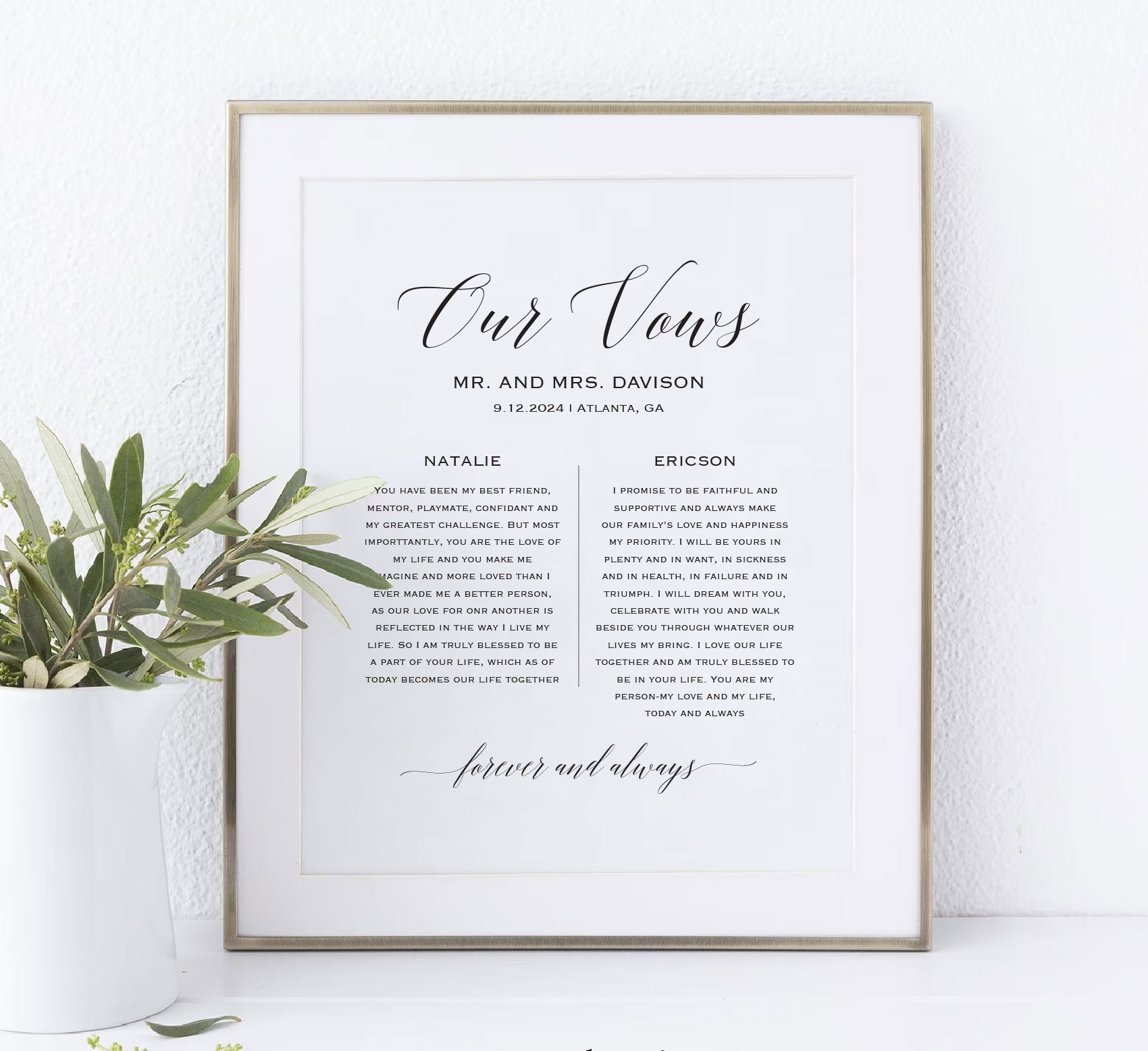 Simple Wedding Vows Template Download Printable Vows - Etsy