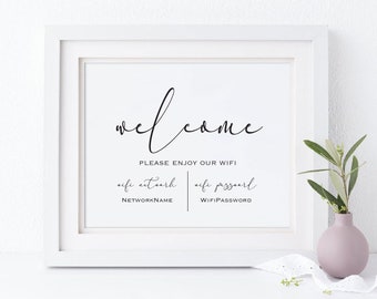 Wifi Sign Template, Printable Wifi Password, Welcome Guest Room ...
