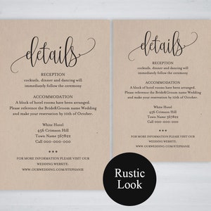 Wedding Details Cards Wedding Card Templates Wedding - Etsy