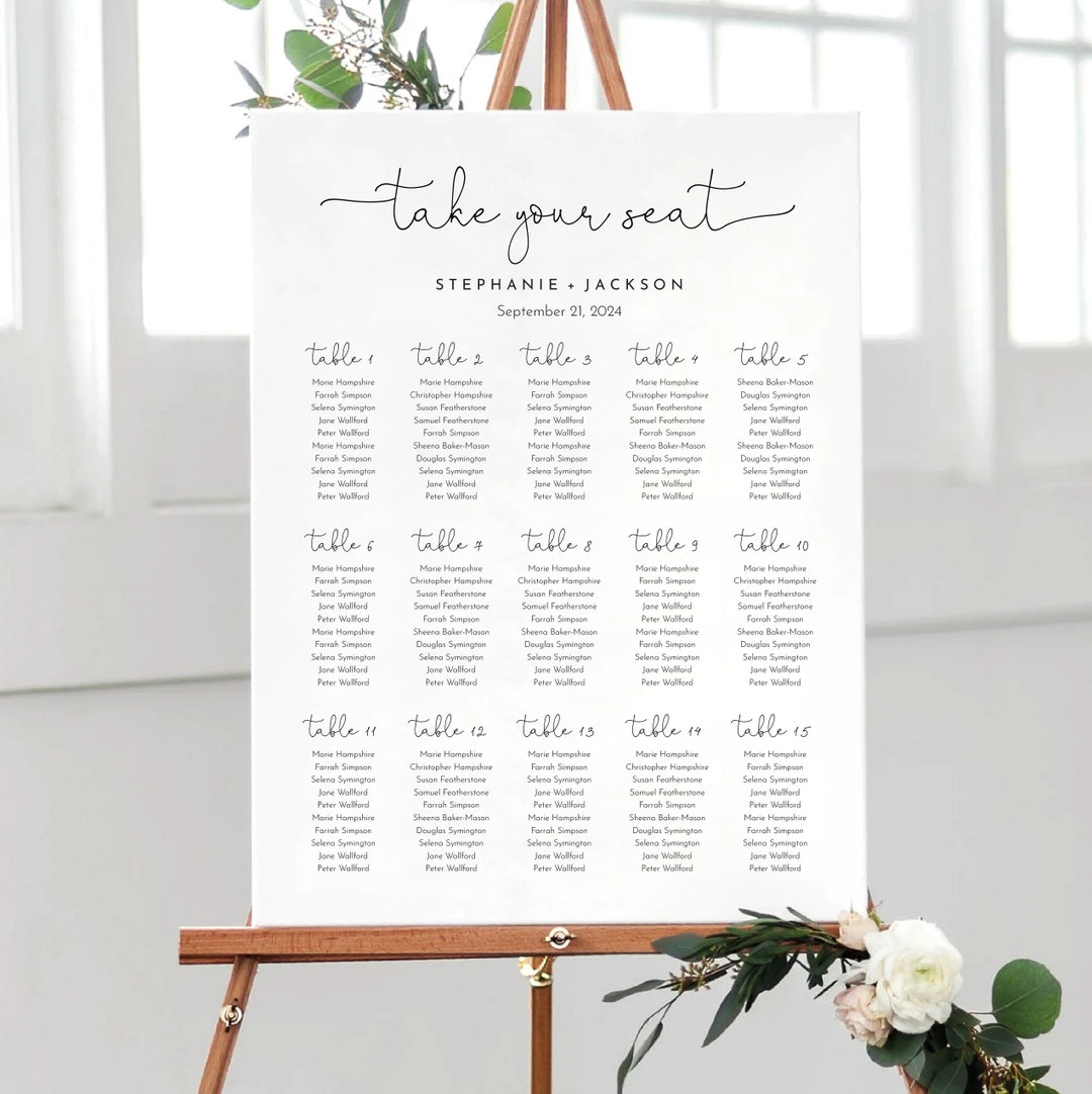 Classic Modern Wedding Seating Chart Template Elegant Wedding - Etsy