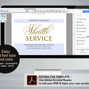 Shuttle Service Wedding Sign Template Wedding Shuttle Sign - Etsy