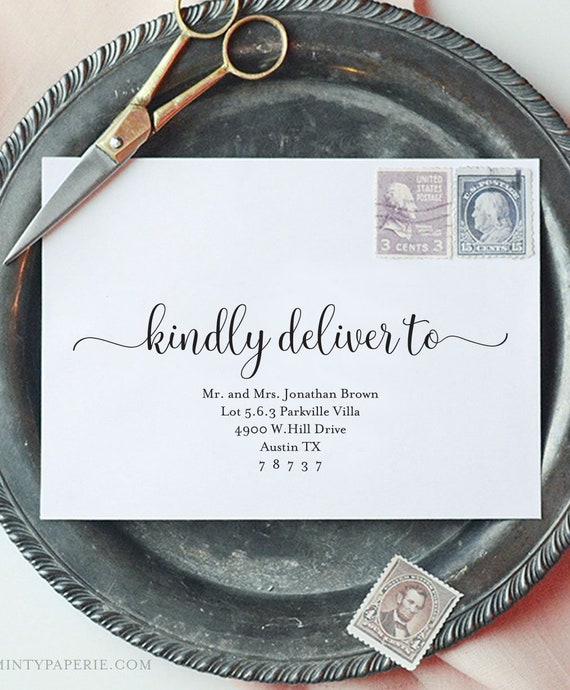 Editable Envelope Template Kindly Deliver To Instant Etsy
