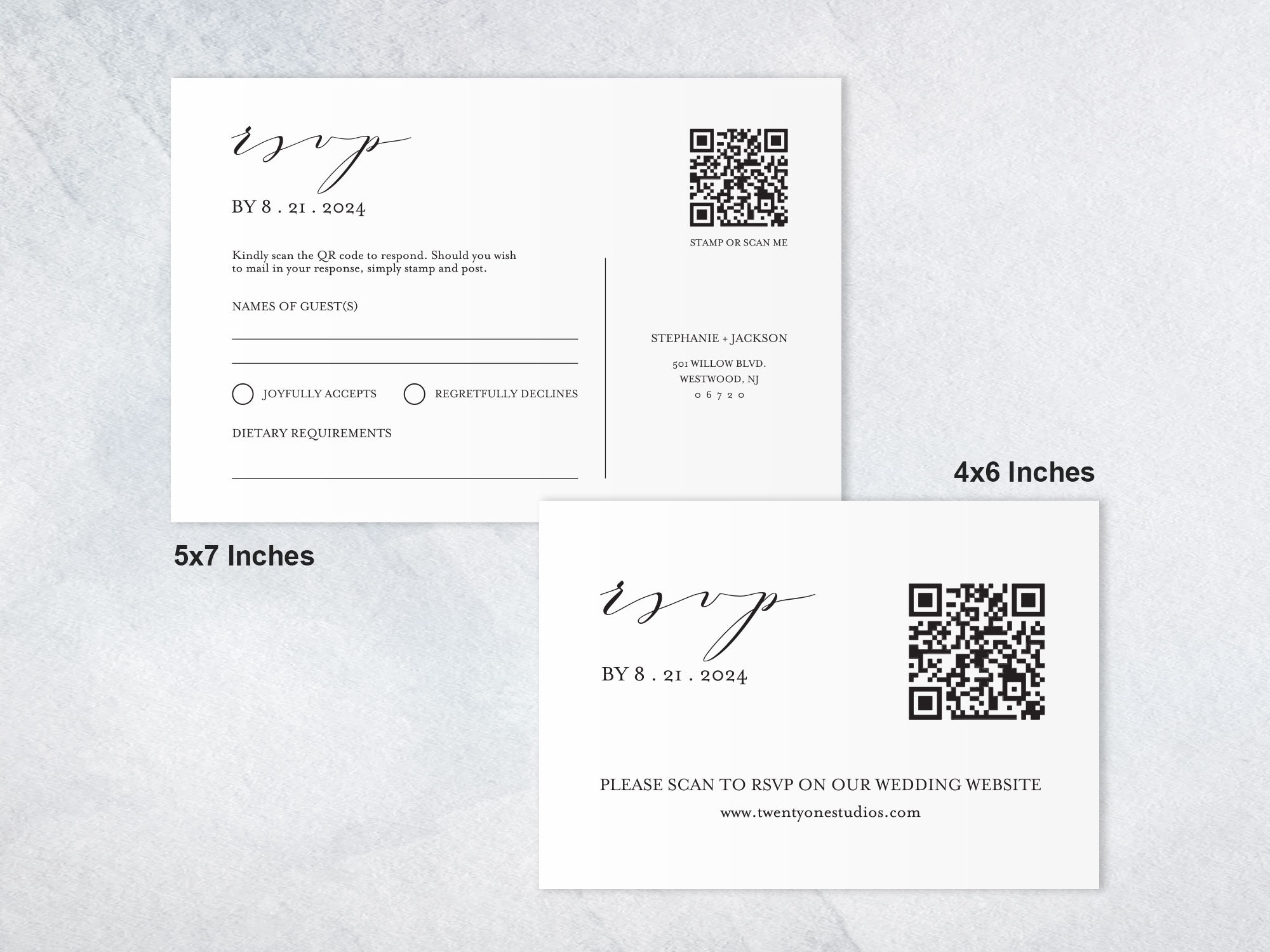 Elegant QR Code RSVP Card Template Wedding Response Online - Etsy