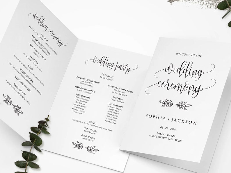 Elegant Wedding Program Folded Booklet Order of Service - Etsy