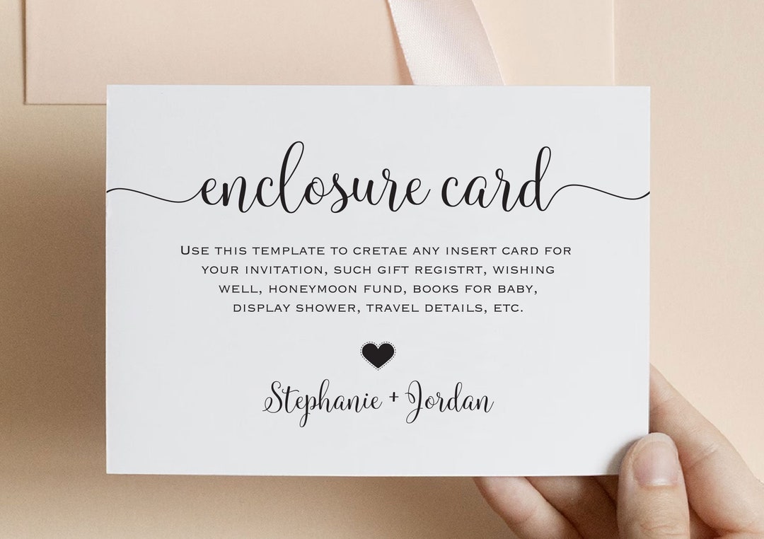 Enclosure Card, Modern Wedding Invite Insert, Wedding Insert, Printable ...