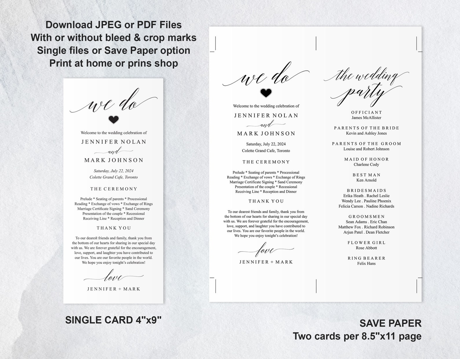 Classic Wedding Program Wedding Program Template Wedding - Etsy