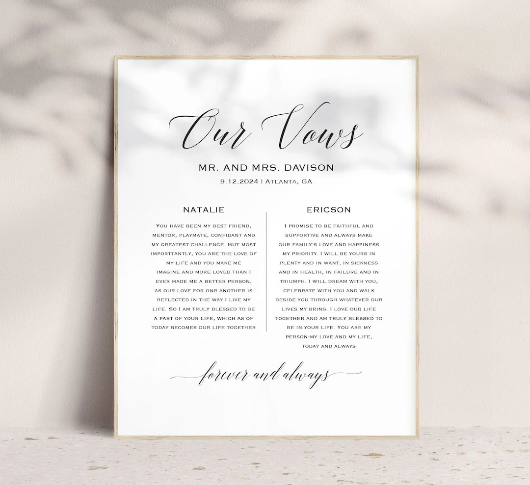 Simple Wedding Vows Template Download Printable Vows Anniversary Vows ...