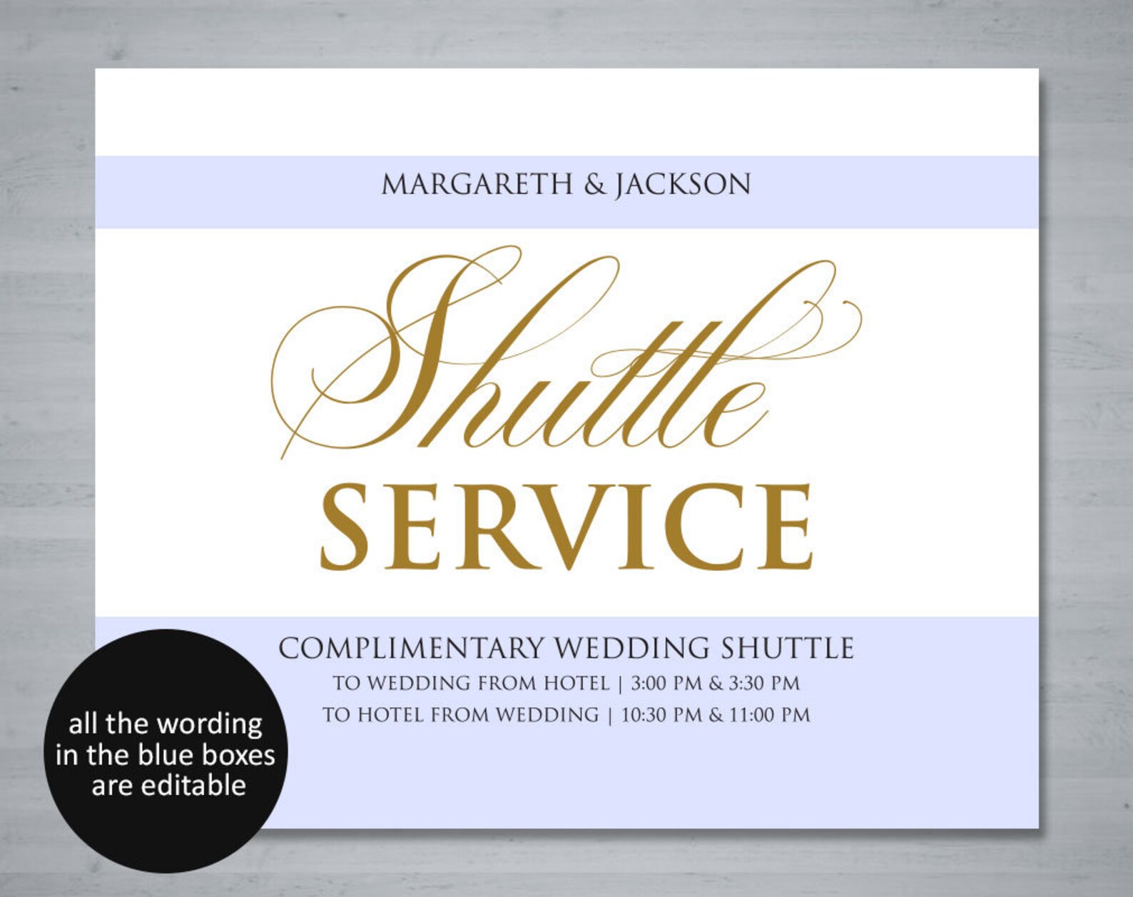 Shuttle Service Wedding Sign Template Wedding Shuttle Sign | Etsy