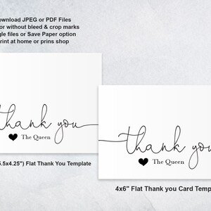 Thank You Card Template , Script Thank You Card Printable, Calligraphy ...