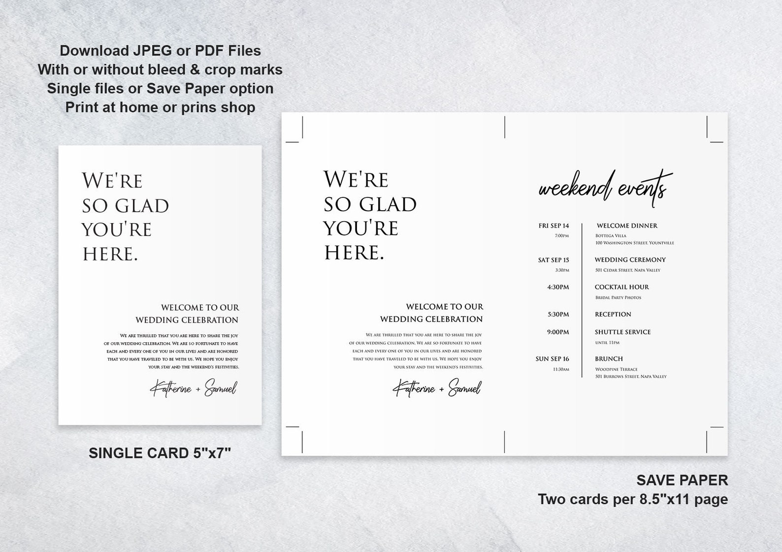 Elegant Welcome Letter & Timeline Template Minimalist Wedding - Etsy