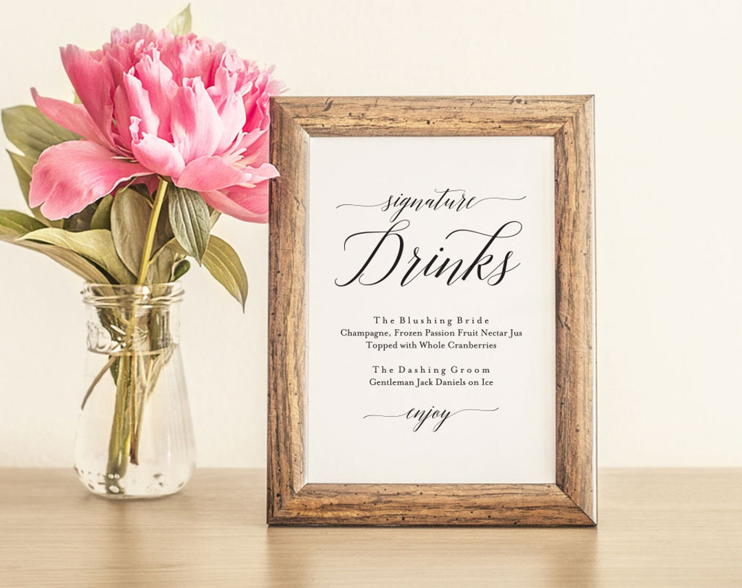 Plantilla imprimible de bebidas exclusivas letrero de bebida - Etsy México