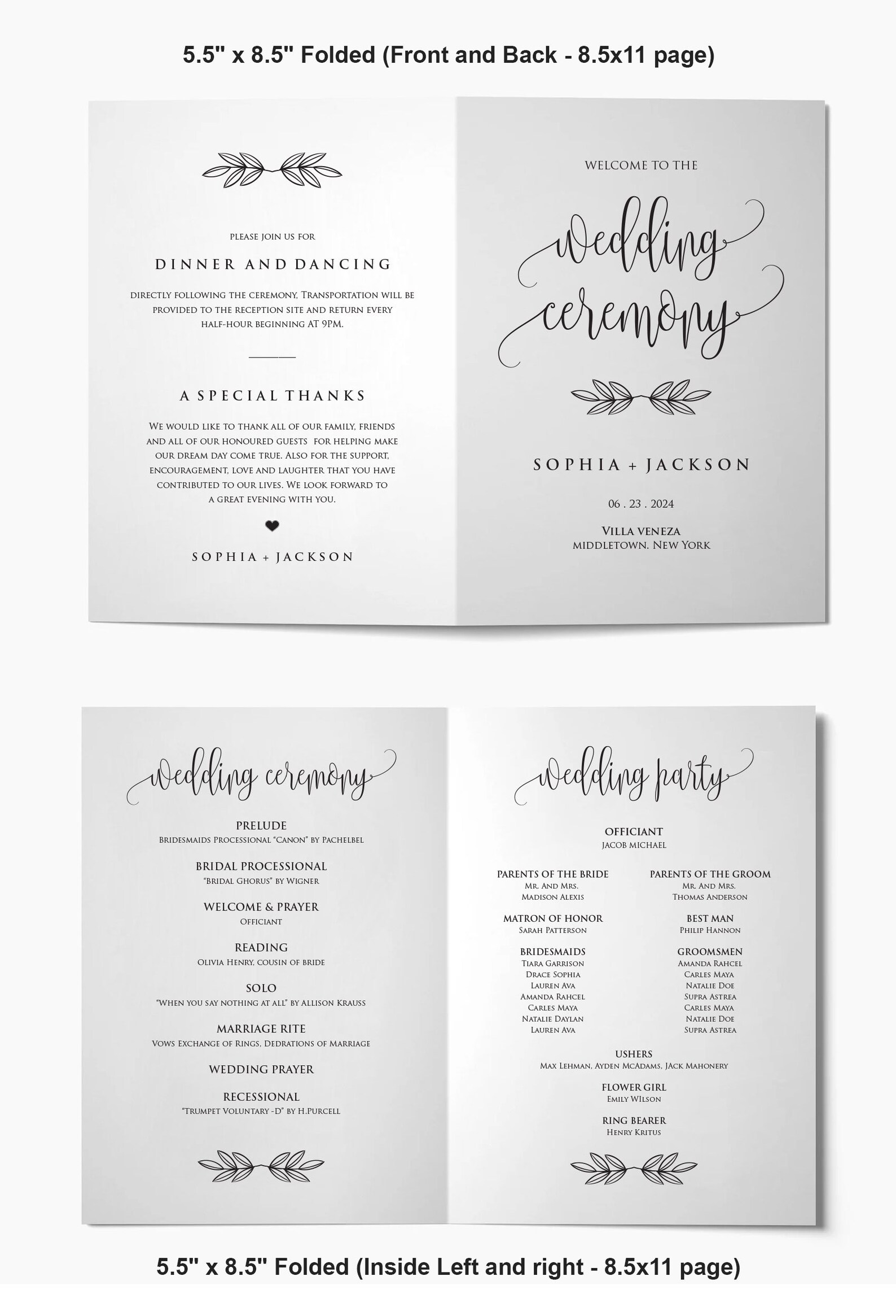 Elegant Wedding Program Folded Booklet Order of Service - Etsy
