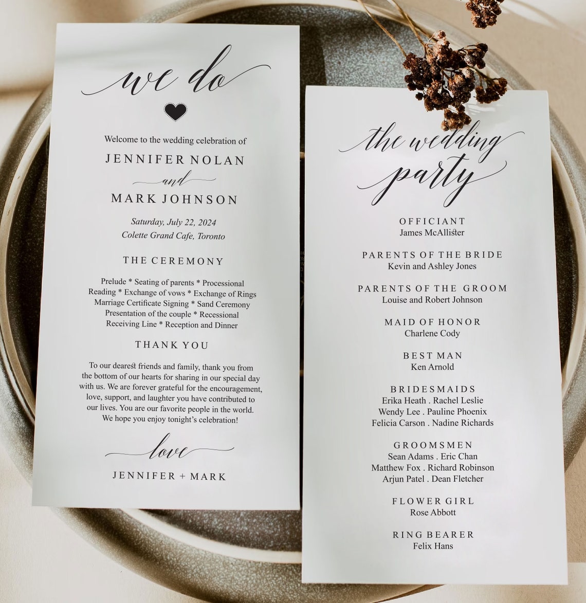 Classic Wedding Program Wedding Program Template Wedding - Etsy