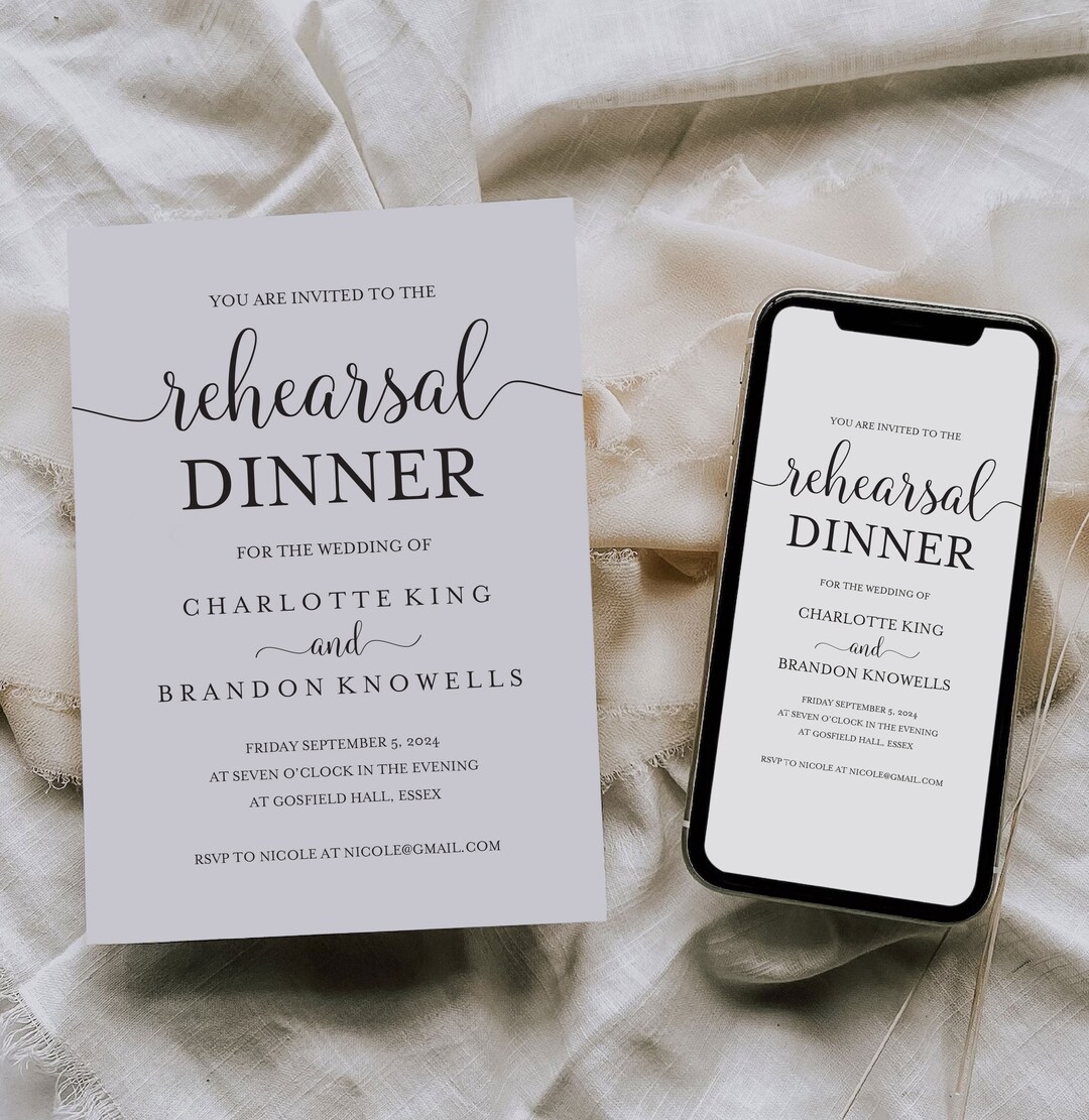 Rehearsal Dinner Invitation Template, the Night Before Invitation ...