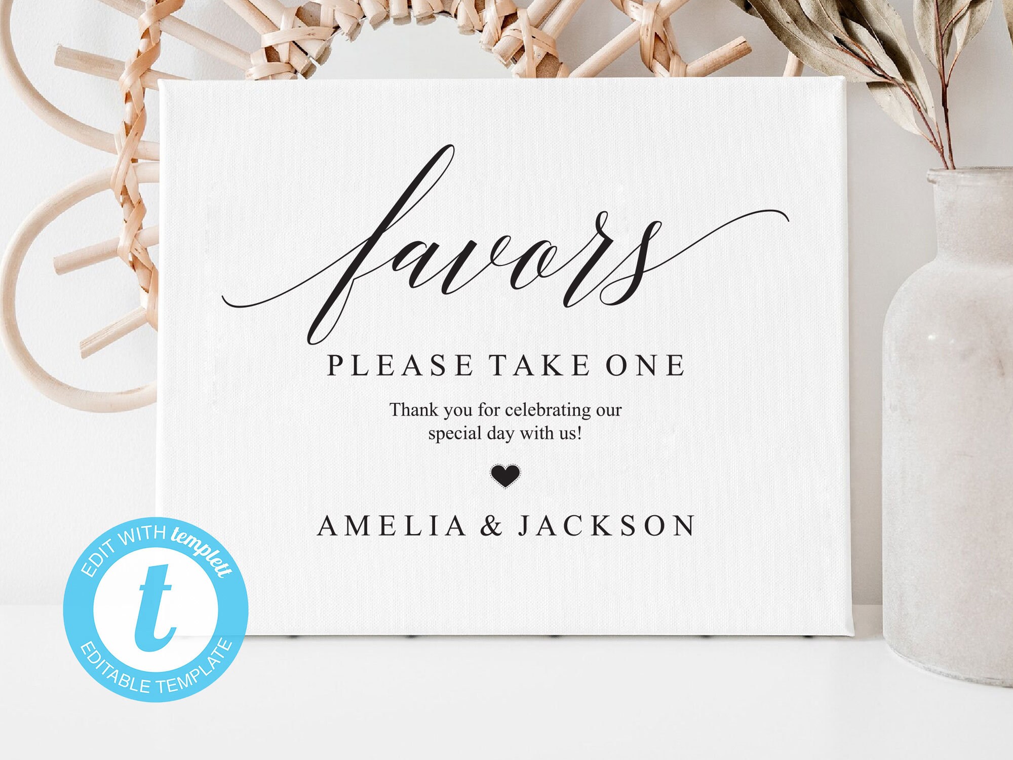 Modern Printable Wedding Favors Sign TEMPLETT Printable - Etsy