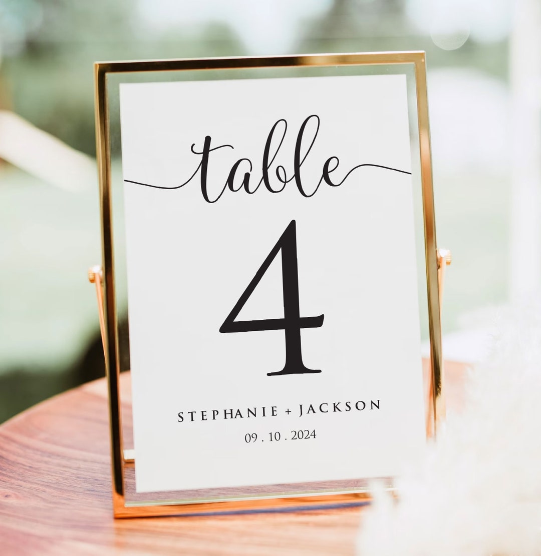 Minimalist Wedding Table Numbers, Modern Wedding Table Number, Editable ...