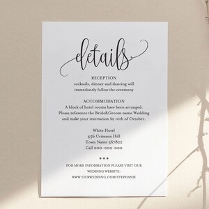 Wedding Details Cards Wedding Card Templates Wedding - Etsy