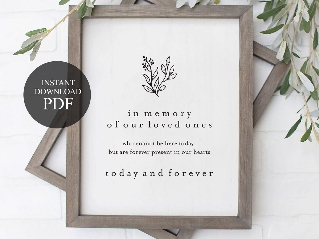 In Memory Sign Printable, Modern Rustic, Wedding Sign, INSTANT Download ...