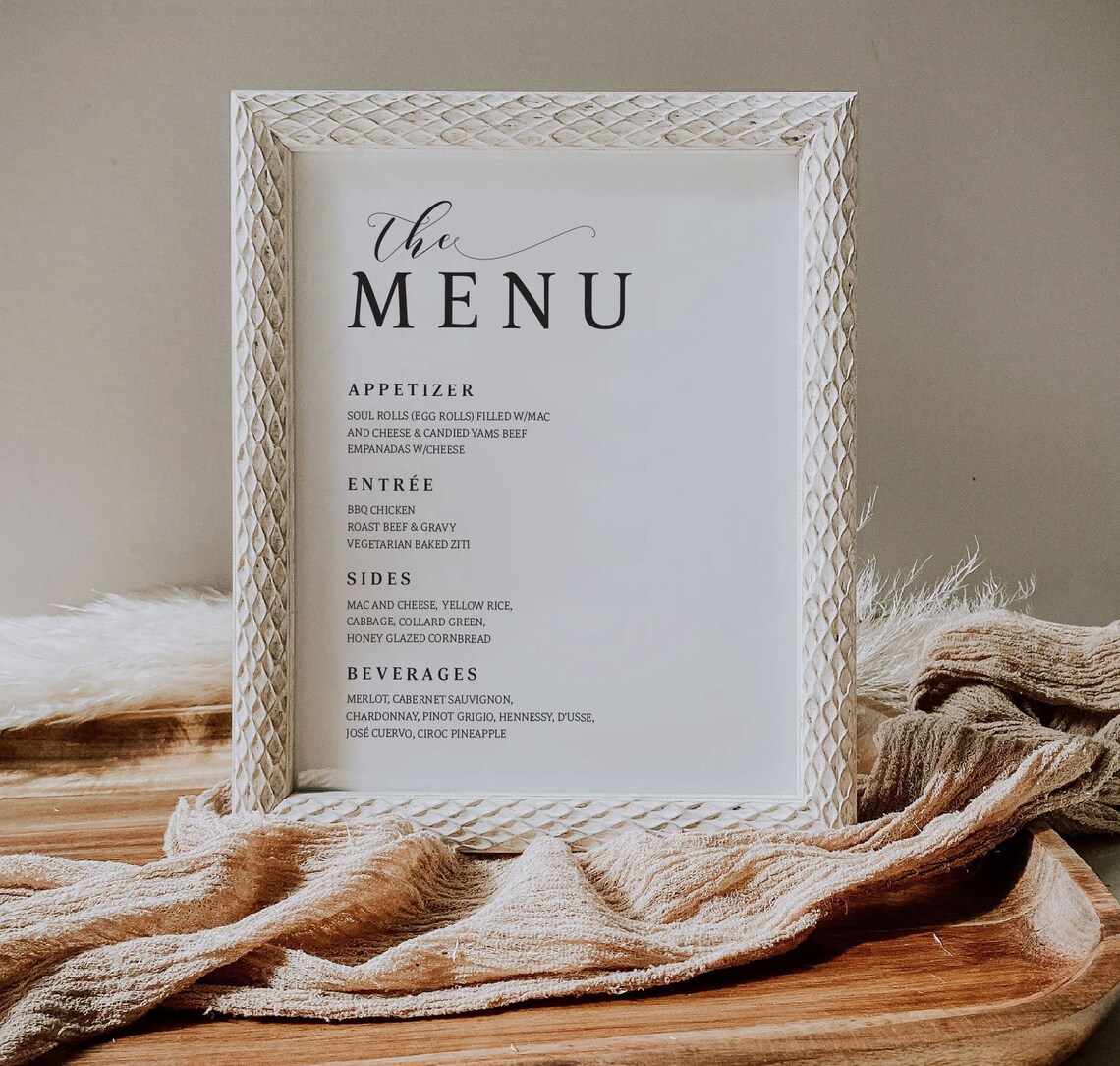 Classic & Elegant Menu Table Sign Wedding Menu Template - Etsy