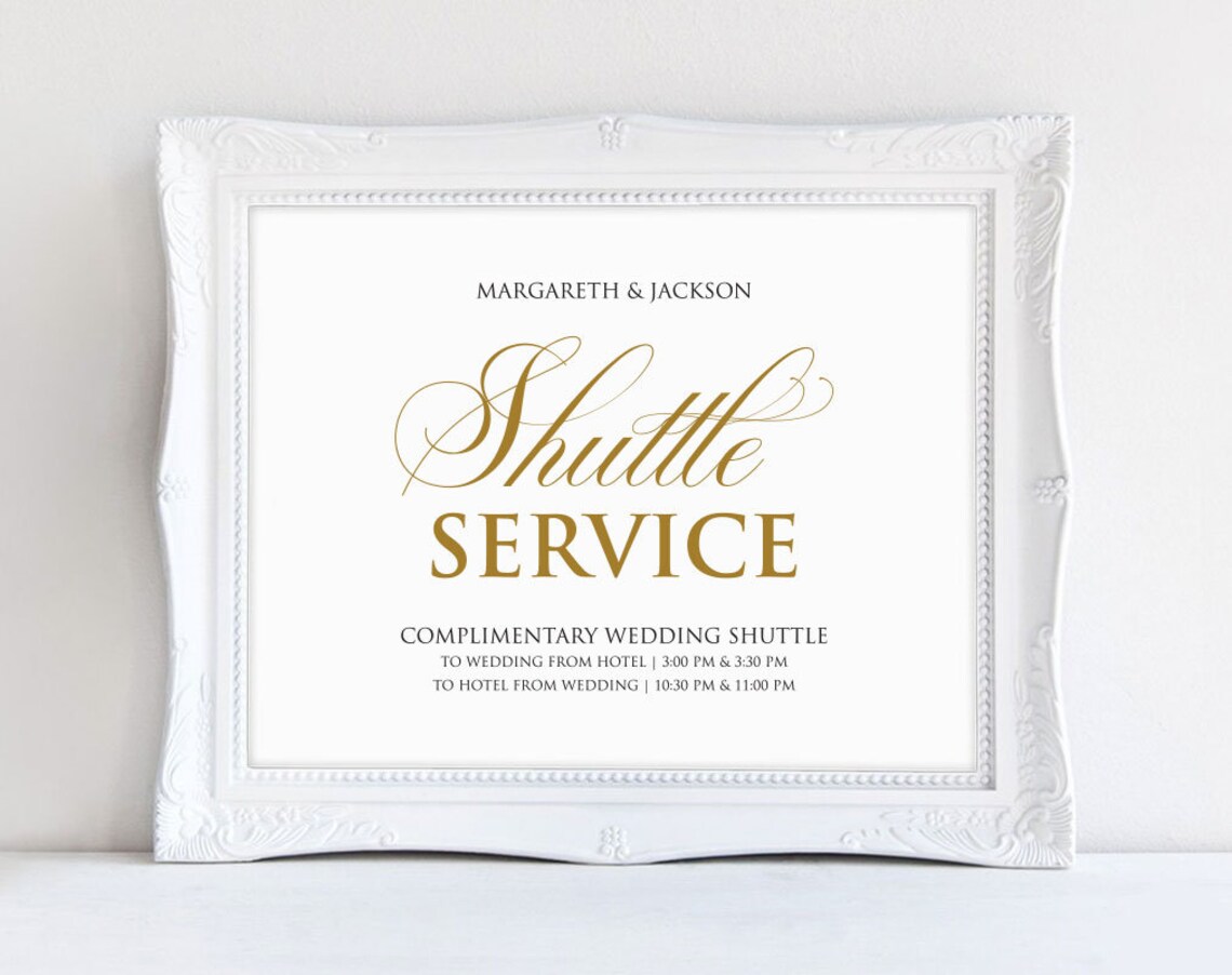 Shuttle Service Wedding Sign Template Wedding Shuttle Sign | Etsy