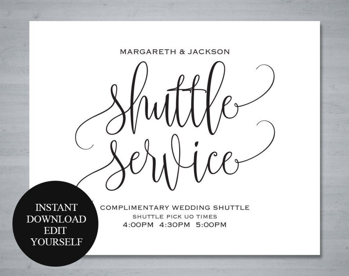 Shuttle Service Sign Printable Complimentary Shuttle Service - Etsy