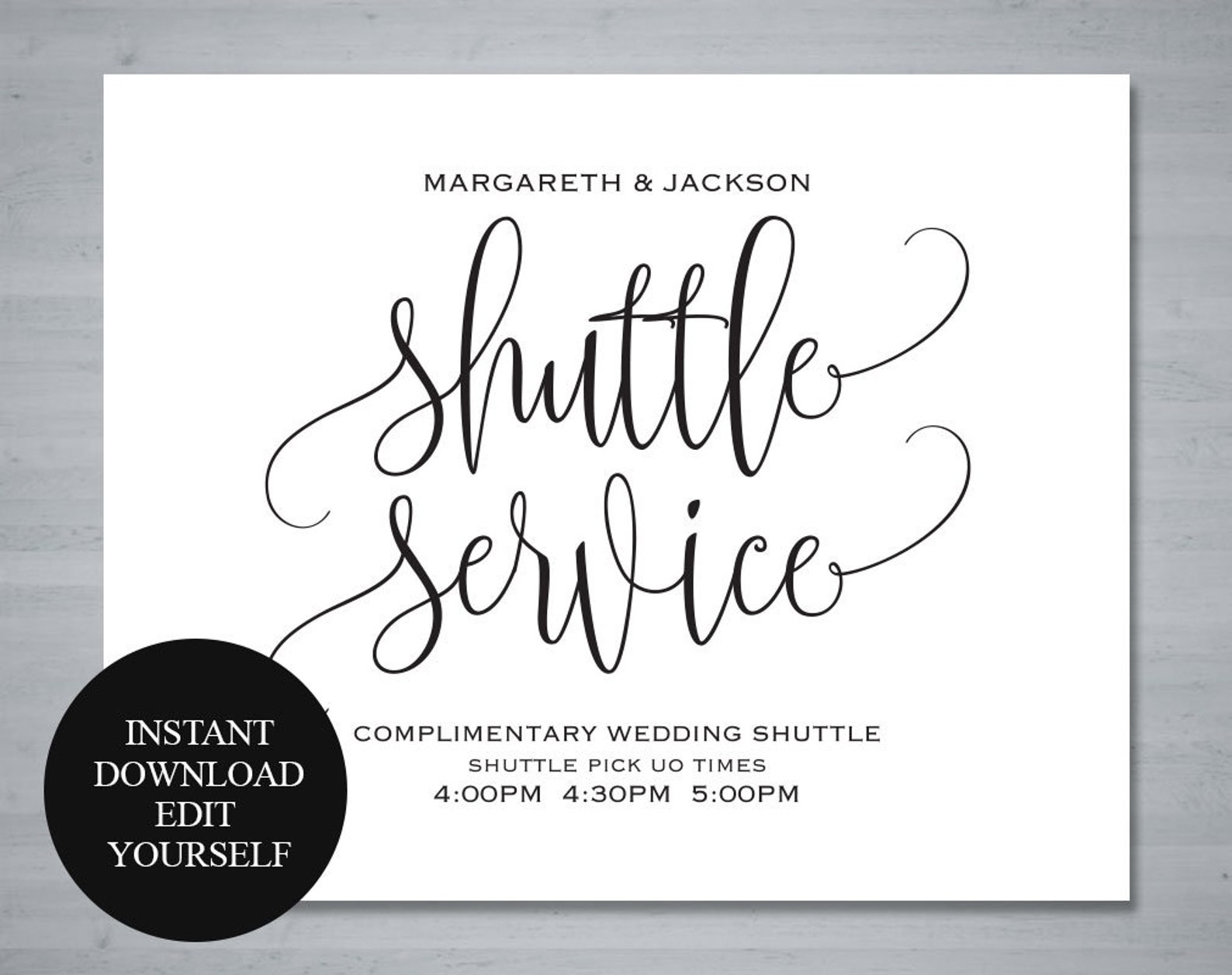 Shuttle Service Sign Printable Complimentary Shuttle Service - Etsy
