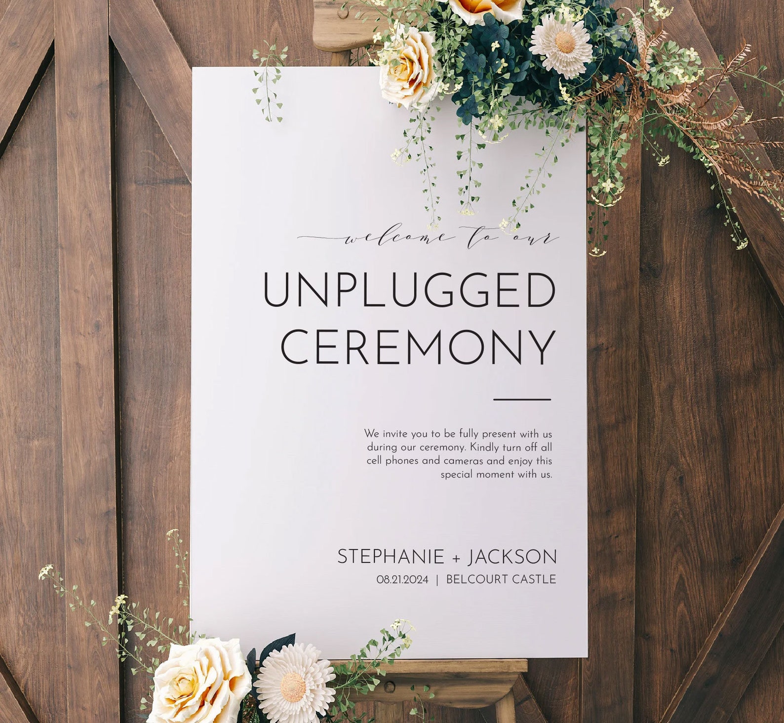 Elegant Unplugged Wedding Sign Template Download Modern - Etsy