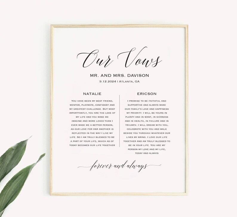 Simple Wedding Vows Template Download Printable Vows - Etsy