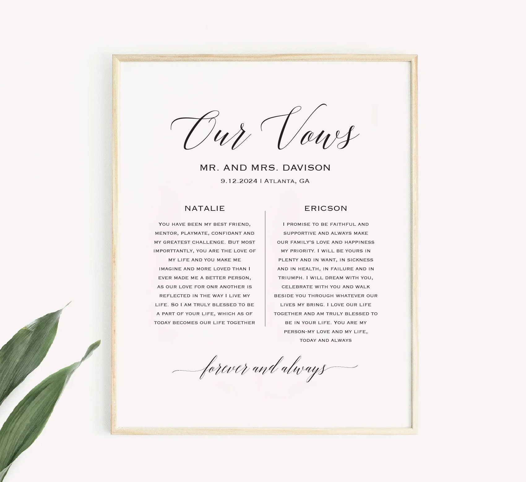 Simple Wedding Vows Template Download Printable Vows - Etsy