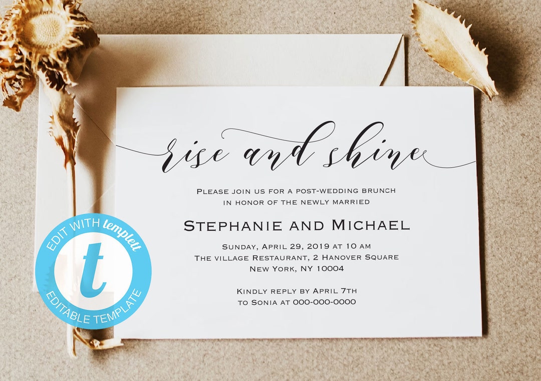 Rise and Shine Brunch Invitations Wedding Brunch Invitation Editable ...