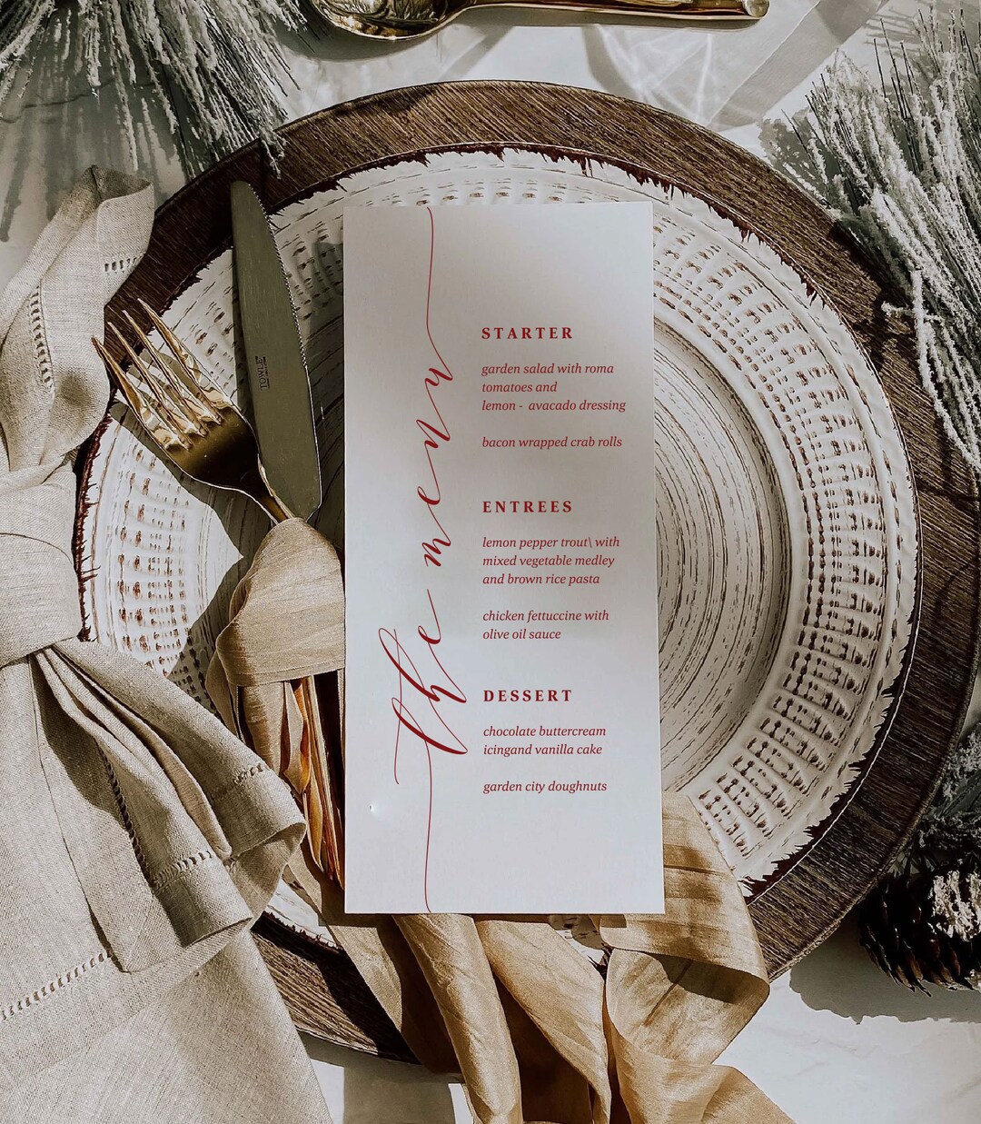 Burgundy Wedding Menu, Modern Menu Cards, Minimalist Menu Template ...