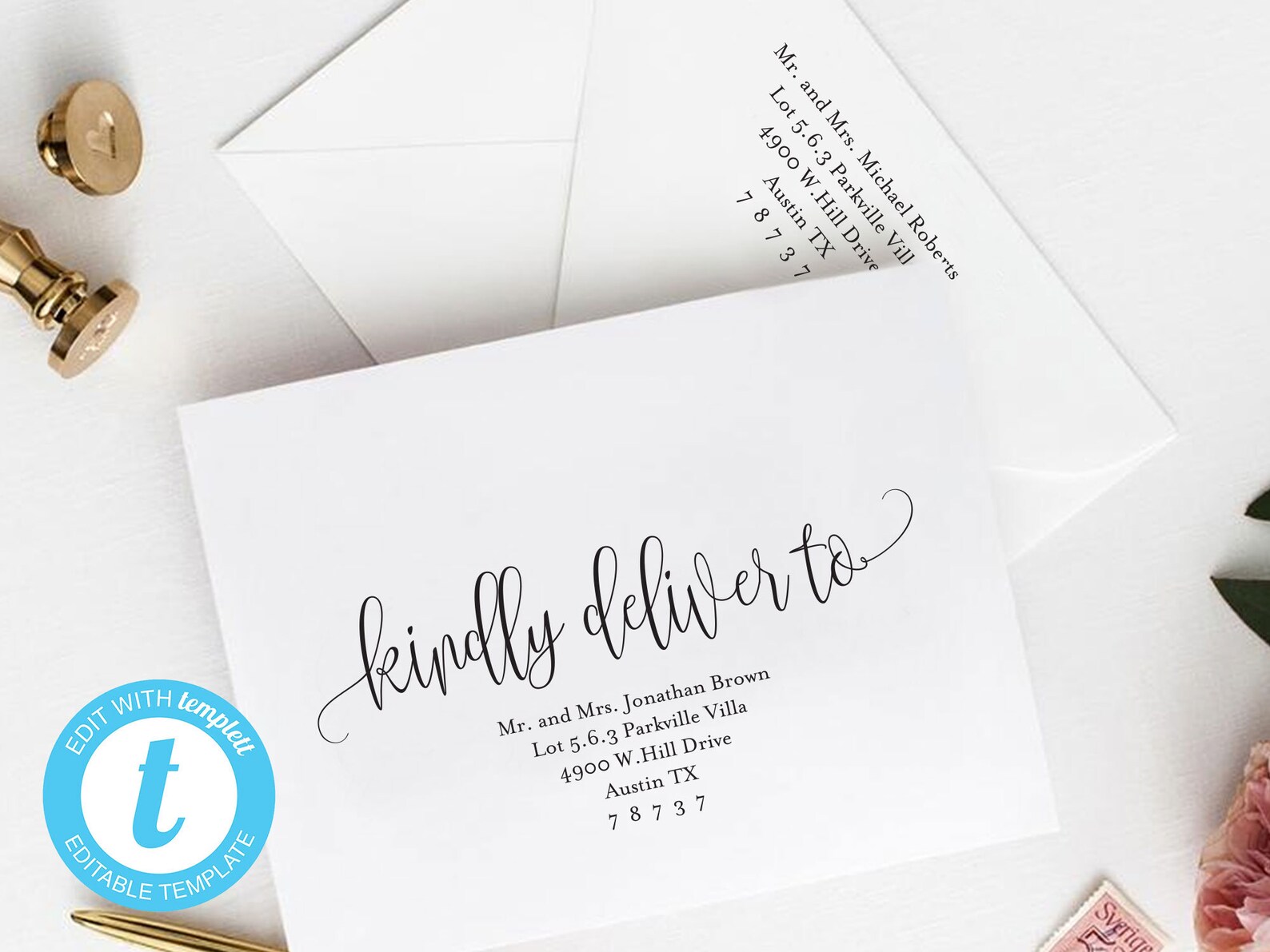 Editable Envelope TEMPLETT kindly Deliver To Instant - Etsy