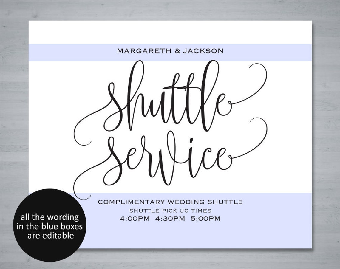 Shuttle Service Sign Printable Complimentary Shuttle Service - Etsy