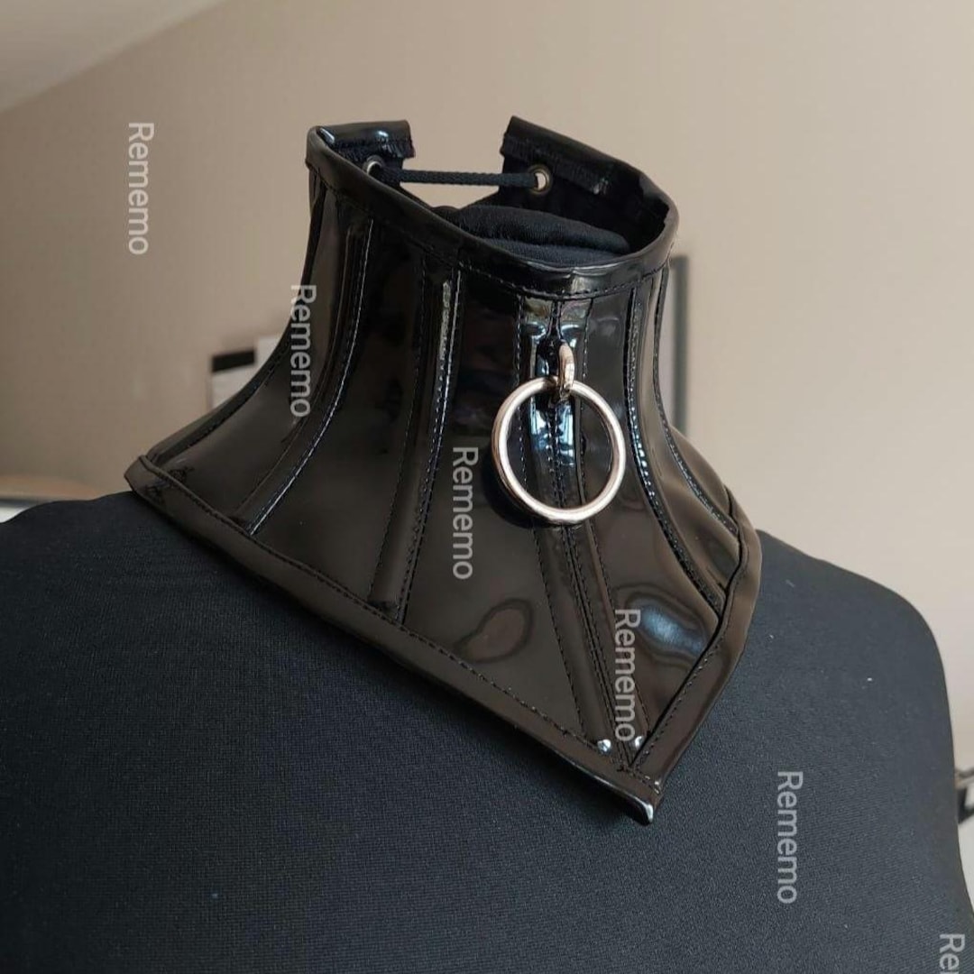 Bespoke Neck Corset – Vegan Wetlook PVC Leather With Buckles & Metal ...