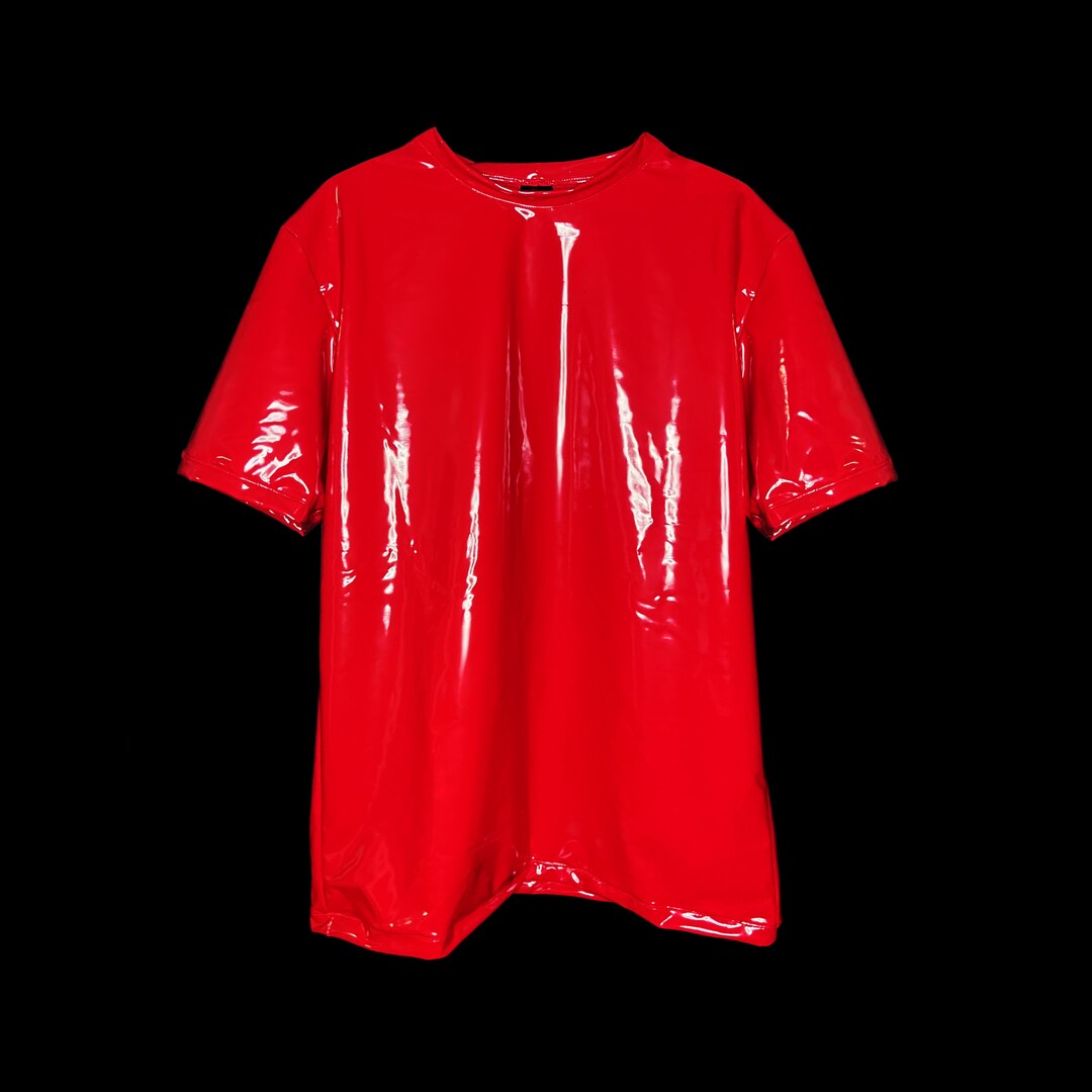 PVC Wetlook Vinyl T-shirt Tee Short Sleeve High Quality RED Edgy Tech ...
