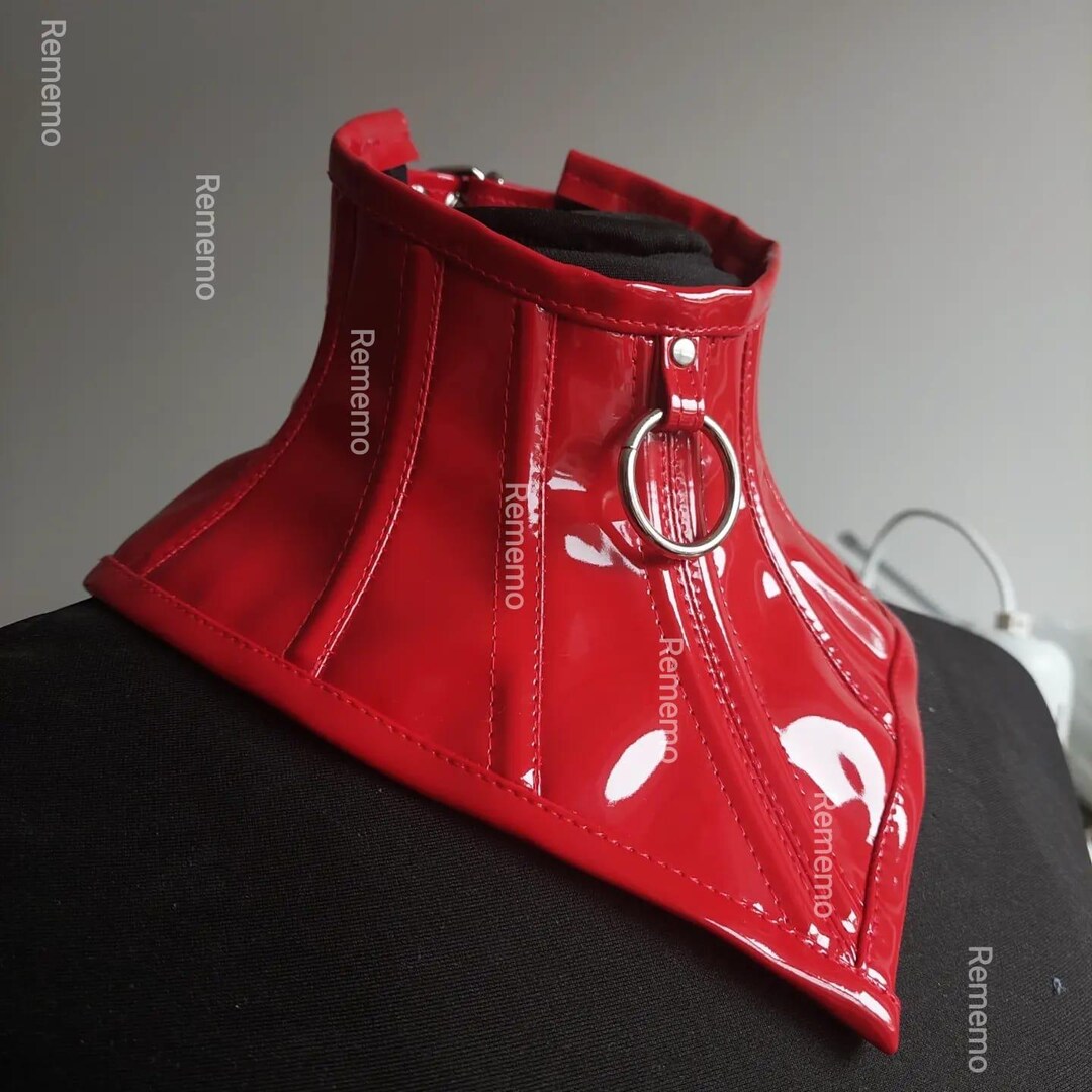 Bespoke Neck Corset - Wetlook PVC Faux Leather With Buckles O Ring ...